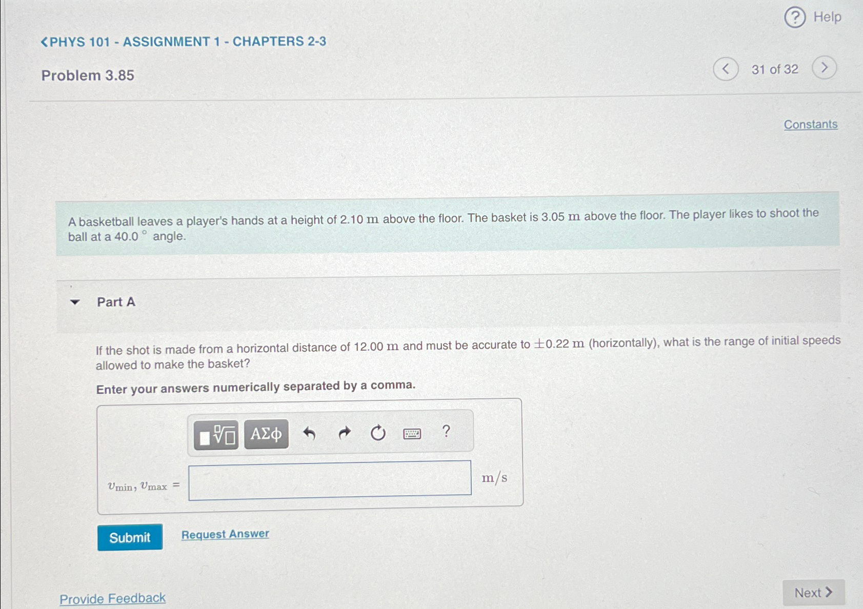 Solved (?) ﻿Help3.05m40.0°12.00m+-0.22mCan you help me real | Chegg.com