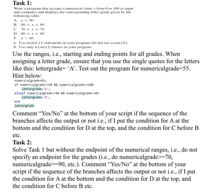 Solved Iask 1: Write a program that accepts a numerical | Chegg.com