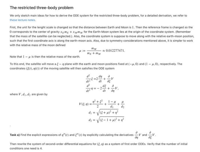 Solved The restricted three-body problem We only sketch main | Chegg.com
