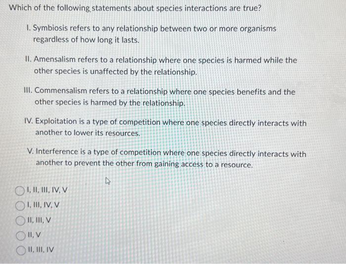 Solved Which of the following, statements about species | Chegg.com