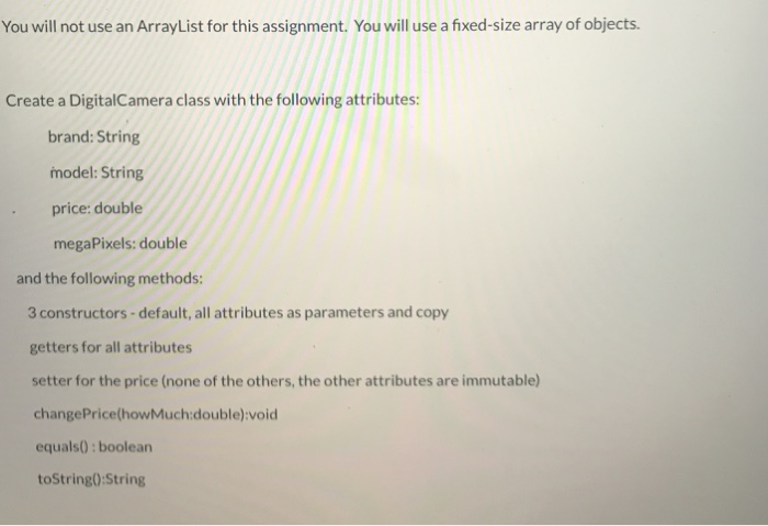 Solved java code. use a fixed-size array of objects. no | Chegg.com
