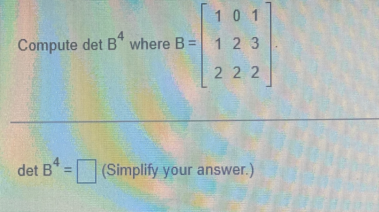Solved Compute the determinant of the matrix by cofactor | Chegg.com
