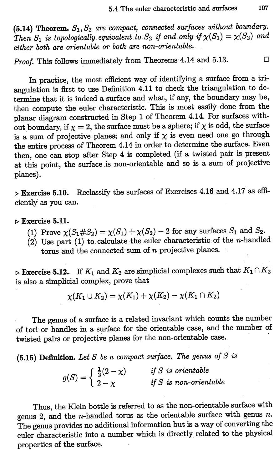 Solved 104 Chapter 5. The euler characteristic 5.4 The euler | Chegg.com