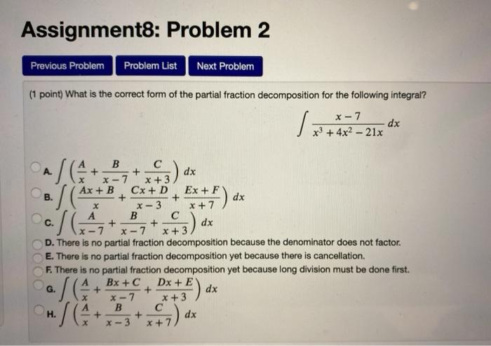Solved Assignment8 Problem 2 Previous Problem Problem List 