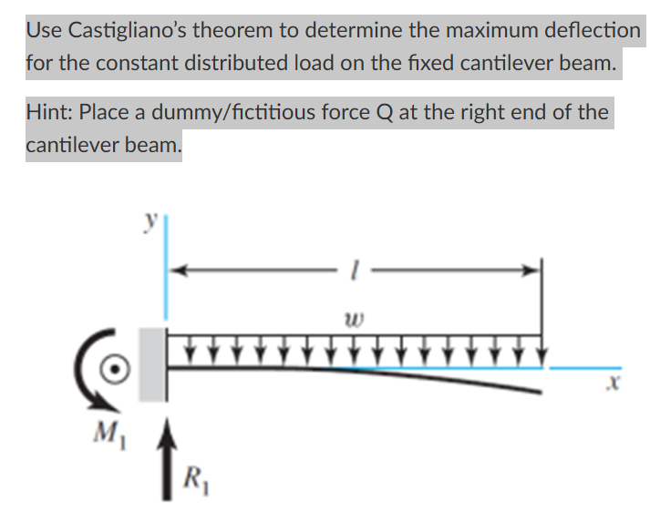 Solved Use Castigliano's theorem to determine the maximum | Chegg.com