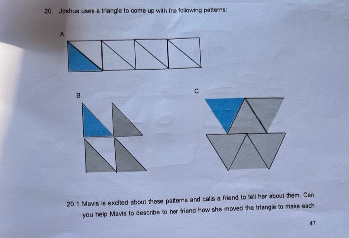 Solved 20. Joshua uses a triangle to come up with the | Chegg.com