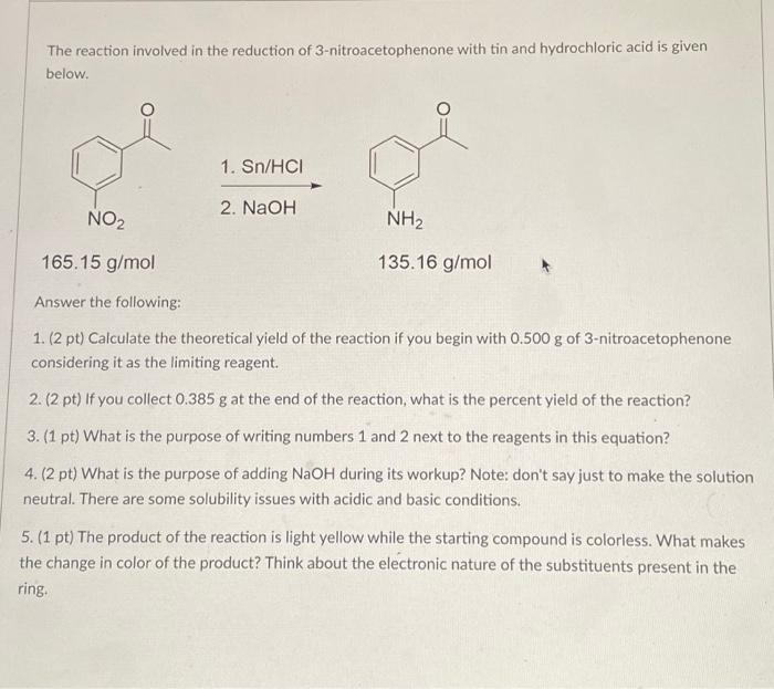 Solved The reaction involved in the reduction of | Chegg.com