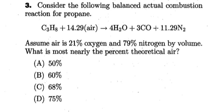 Solved 3. Consider the following balanced actual combustion | Chegg.com