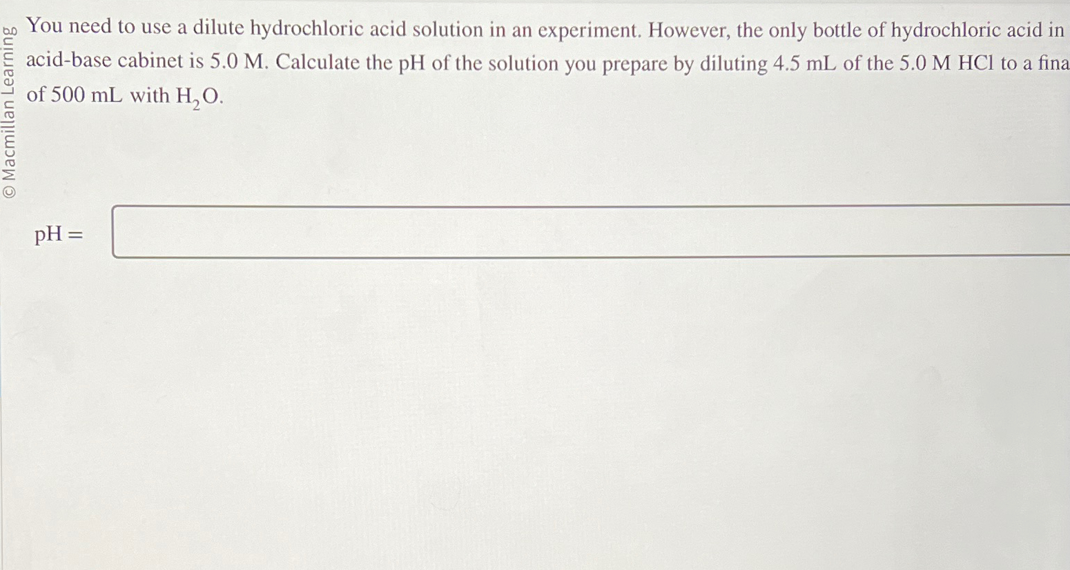 You need to use a dilute hydrochloric acid solution | Chegg.com
