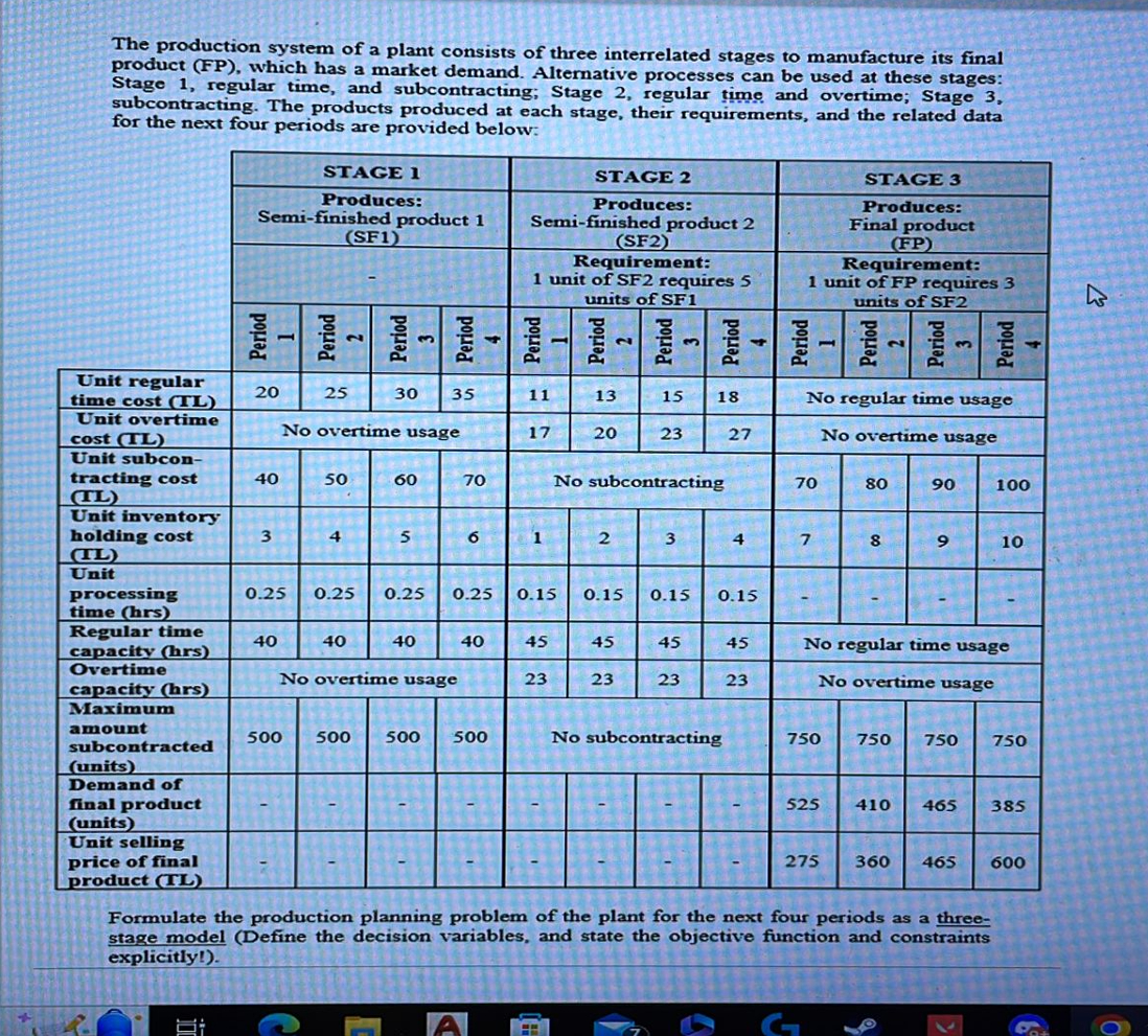 Solved The production system of a plant consists of three | Chegg.com