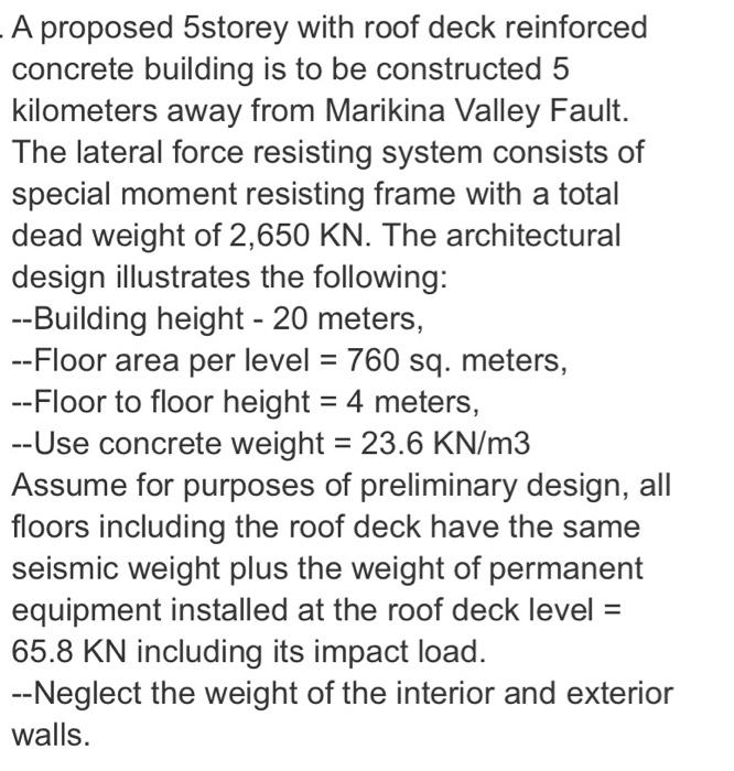 Solved a A proposed 5storey with roof deck reinforced | Chegg.com