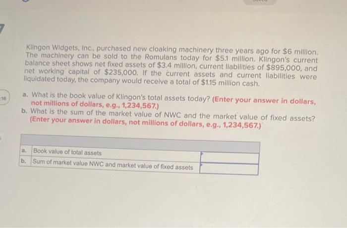 Solved Klingon Widgets, Inc, purchased new cloaking | Chegg.com