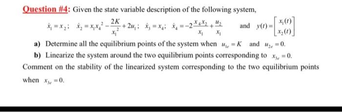 Question 4 Given The State Variable Description Of 1734