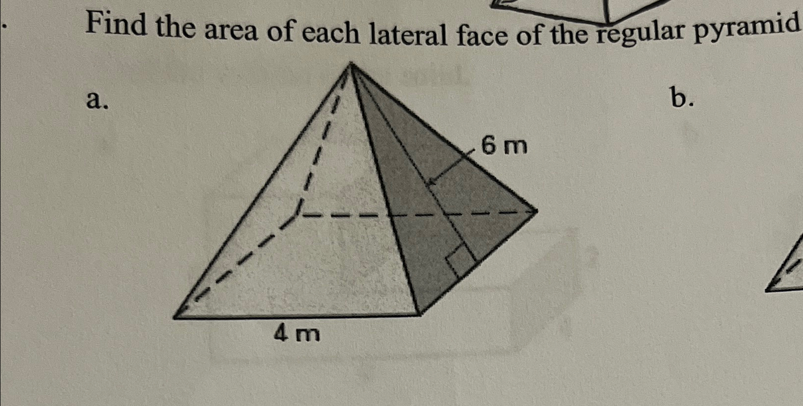 Solved Find the area of each lateral face of the regular | Chegg.com
