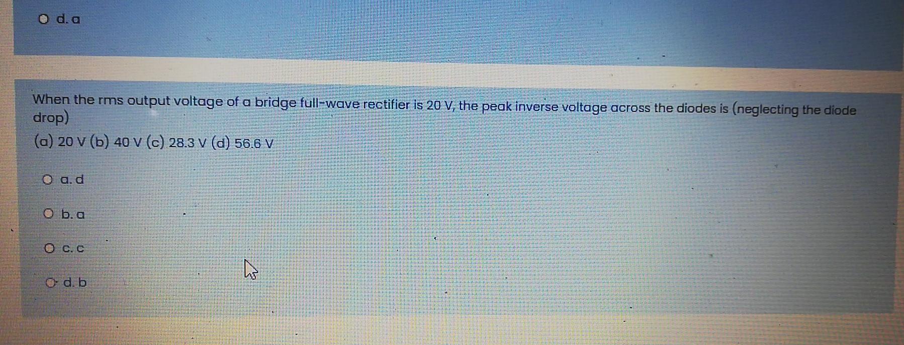 Solved o da When the rms output voltage of a bridge | Chegg.com