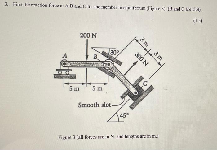 Solved 3. Find the reaction force at A B and C for the | Chegg.com
