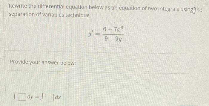 Solved Rewrite the differential equation below as an | Chegg.com