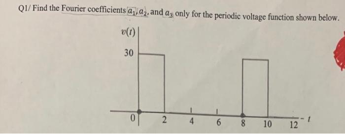 Q1/ Find the Fourier coefficients [a1,a2, and a3 only | Chegg.com