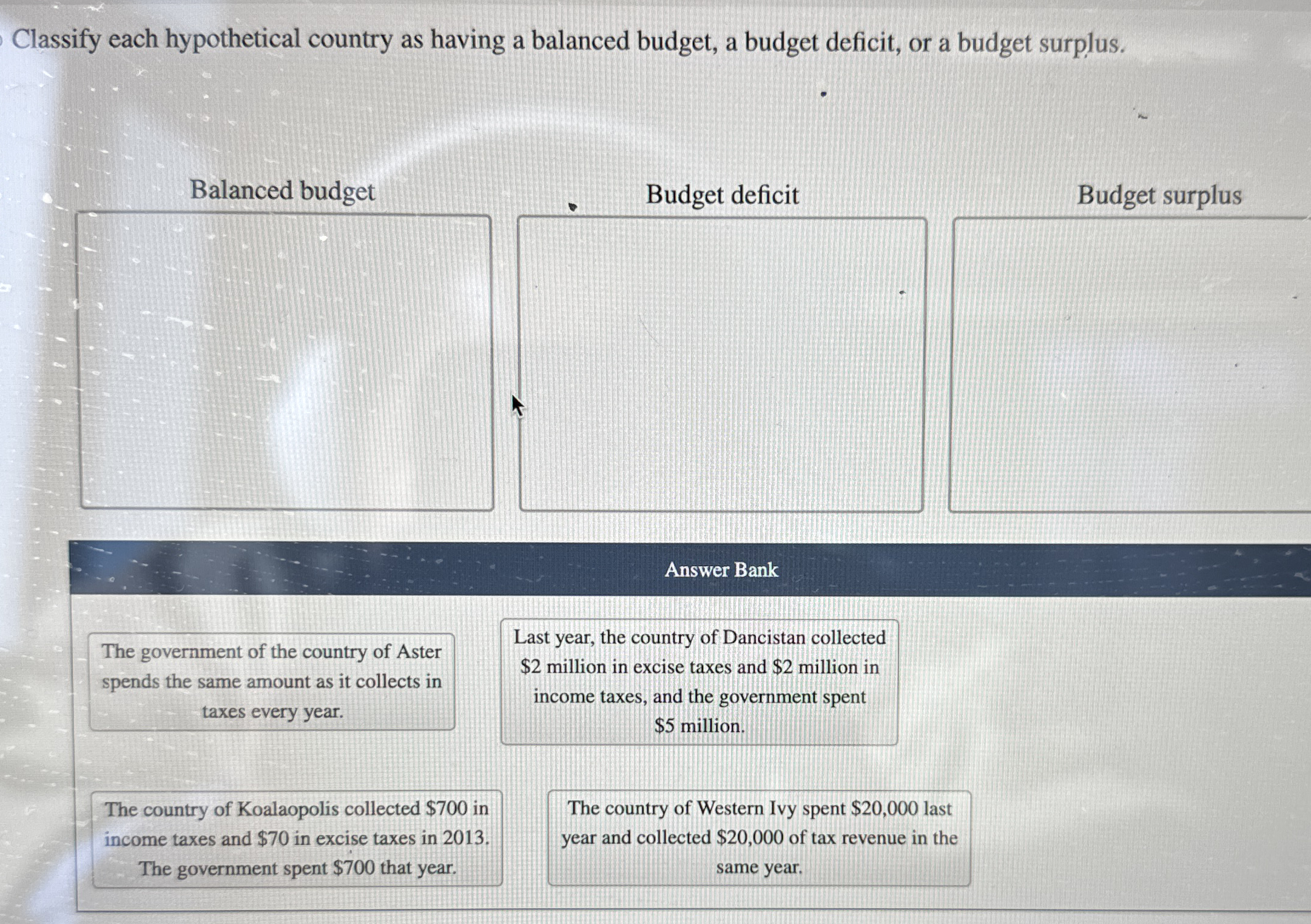Solved Classify each hypothetical country as having a | Chegg.com