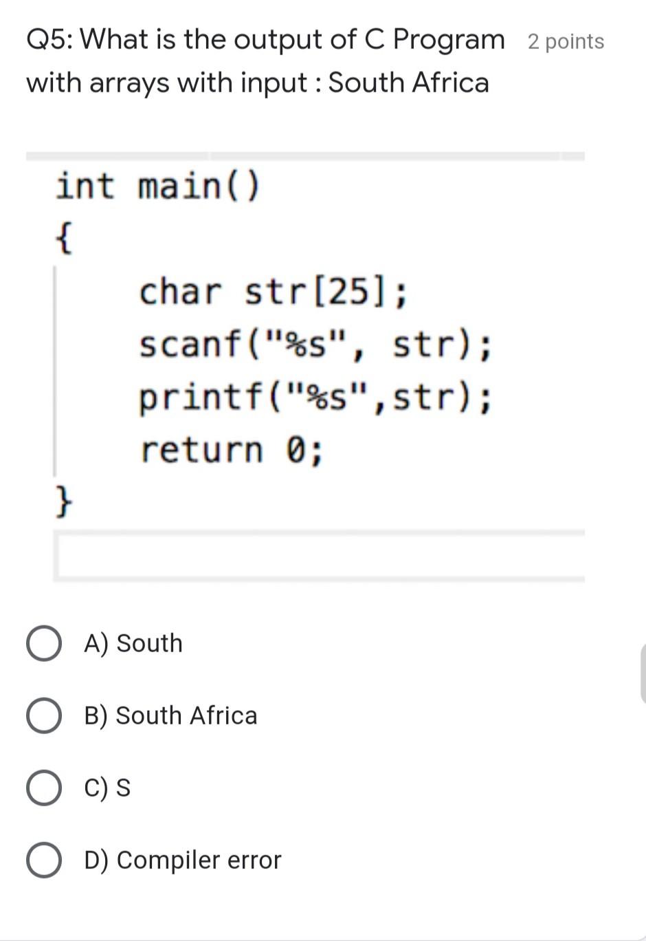 Solved 1 Point Q2 What Is The Output Of C Program With Chegg