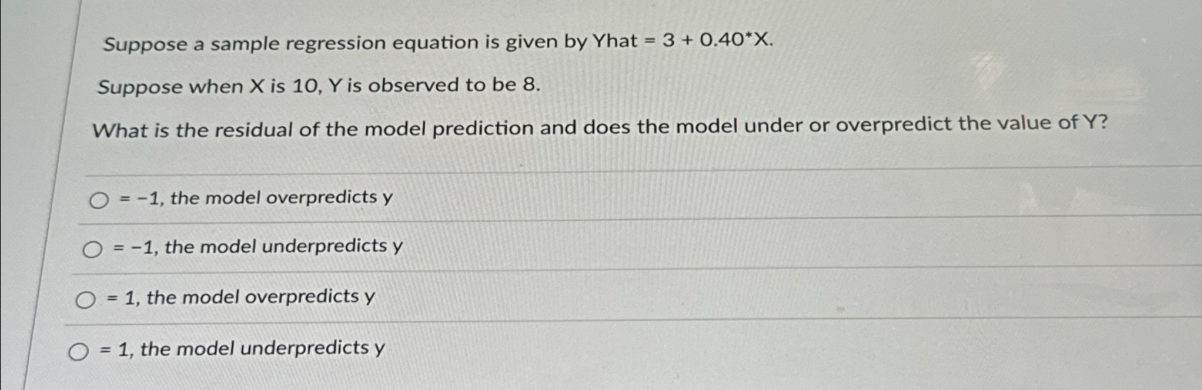 Solved Suppose a sample regression equation is given by | Chegg.com