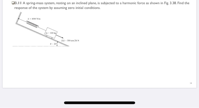 Solved 03.11 A spring-mass system, resting on an inclined | Chegg.com