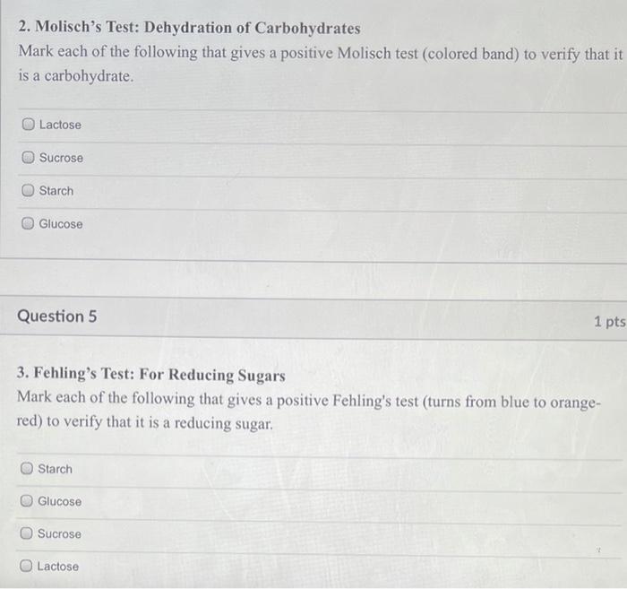 Solved 2. Molisch's Test: Dehydration of Carbohydrates Mark | Chegg.com