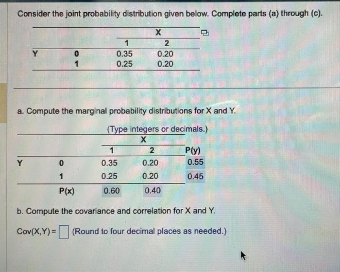Solved Consider the joint probability distribution given | Chegg.com