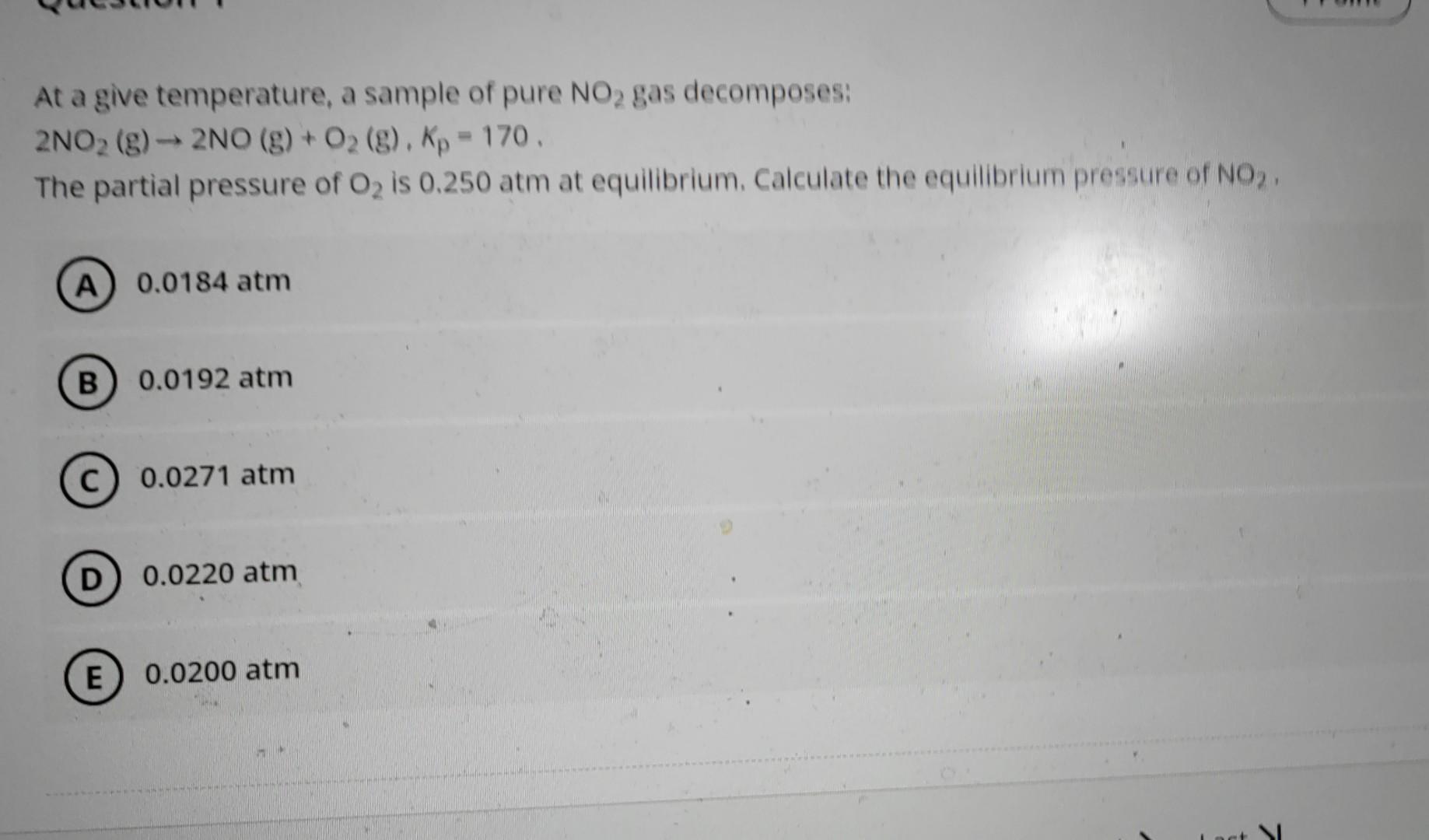 Solved At a give temperature, a sample of pure NO2 gas | Chegg.com