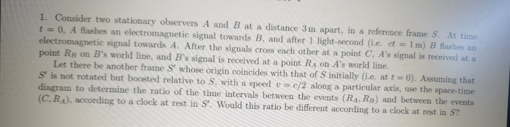 Solved Consider two stationary observers A and B ﻿at a | Chegg.com