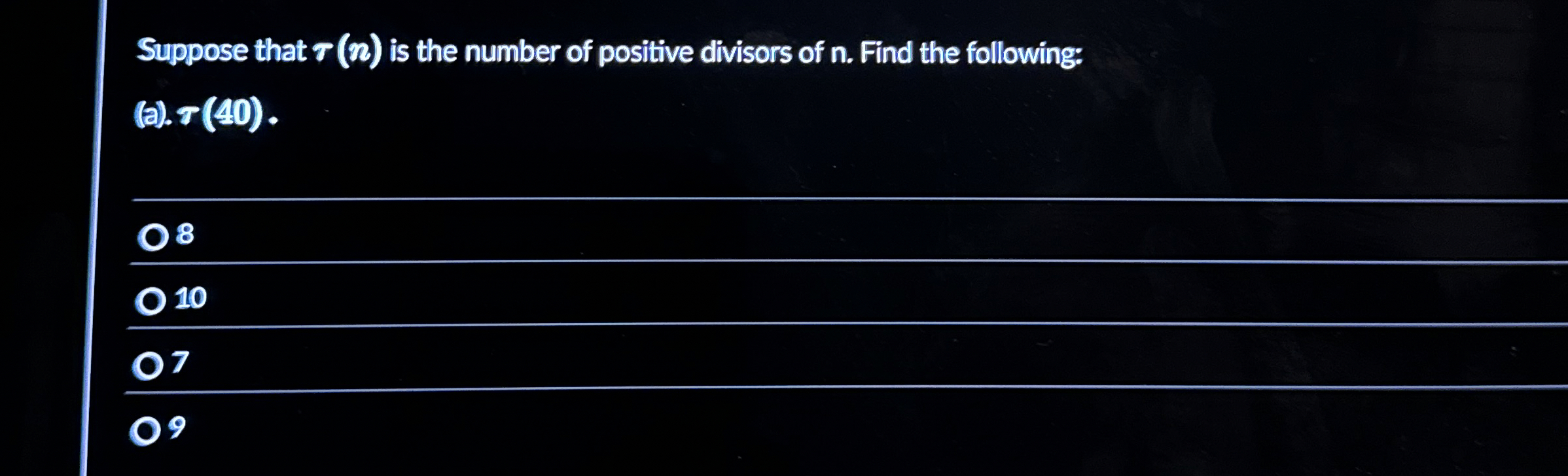 Solved Suppose that T(n) ﻿is the number of positive divisors | Chegg.com