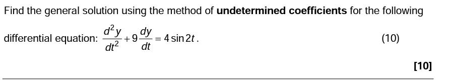 Solved Find the general solution using the method of | Chegg.com