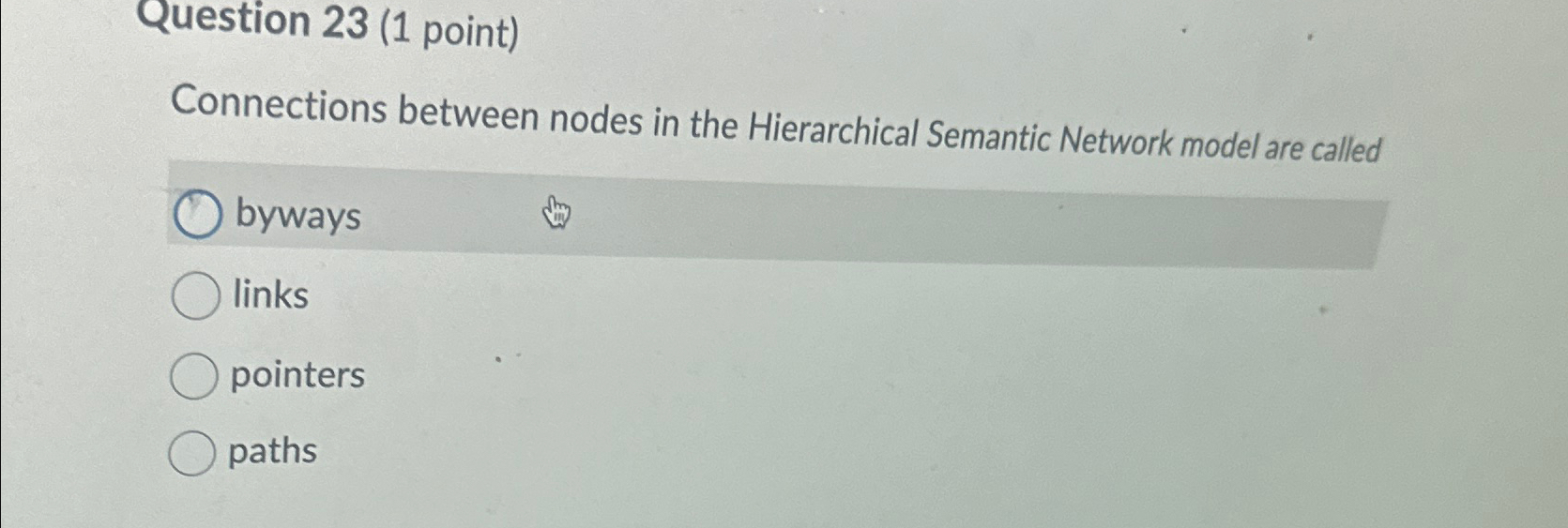 Solved Question 23 (1 ﻿point)Connections between nodes in | Chegg.com