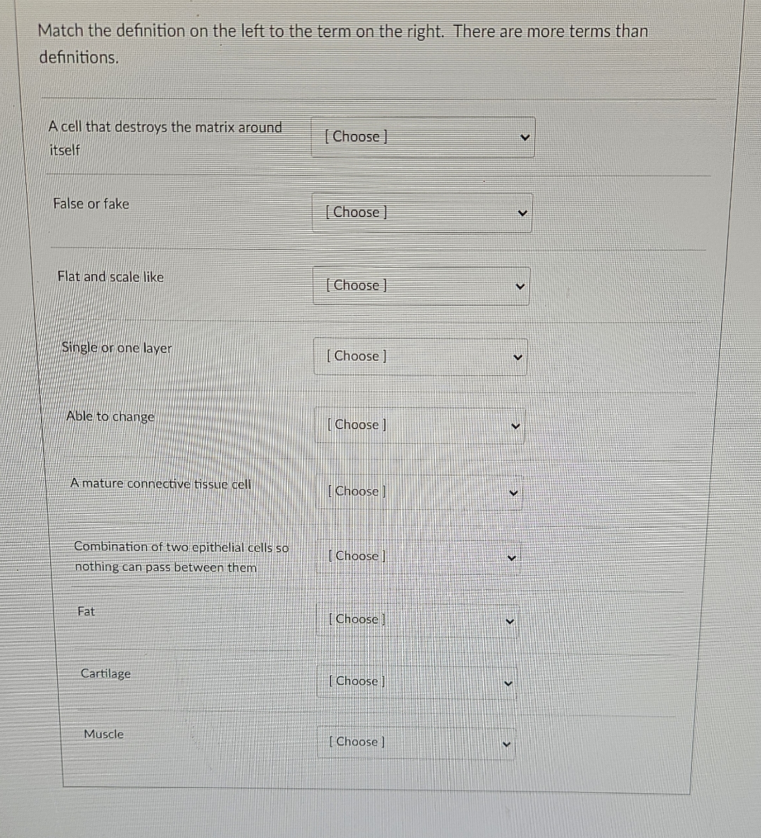 Solved Match the definition on the left to the term on the | Chegg.com