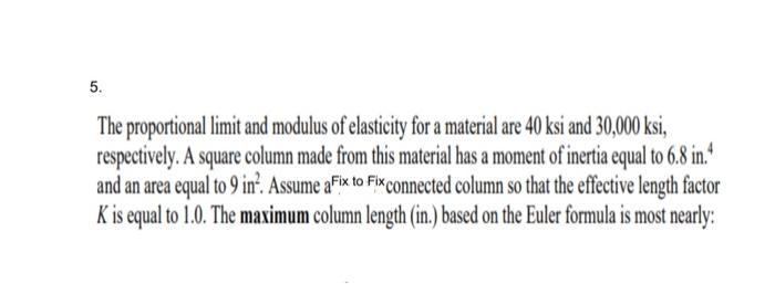 Solved 5. The proportional limit and modulus of elasticity | Chegg.com