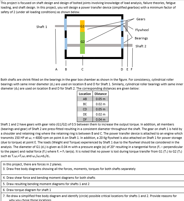 Solved This project is focused on shaft design and design of | Chegg.com