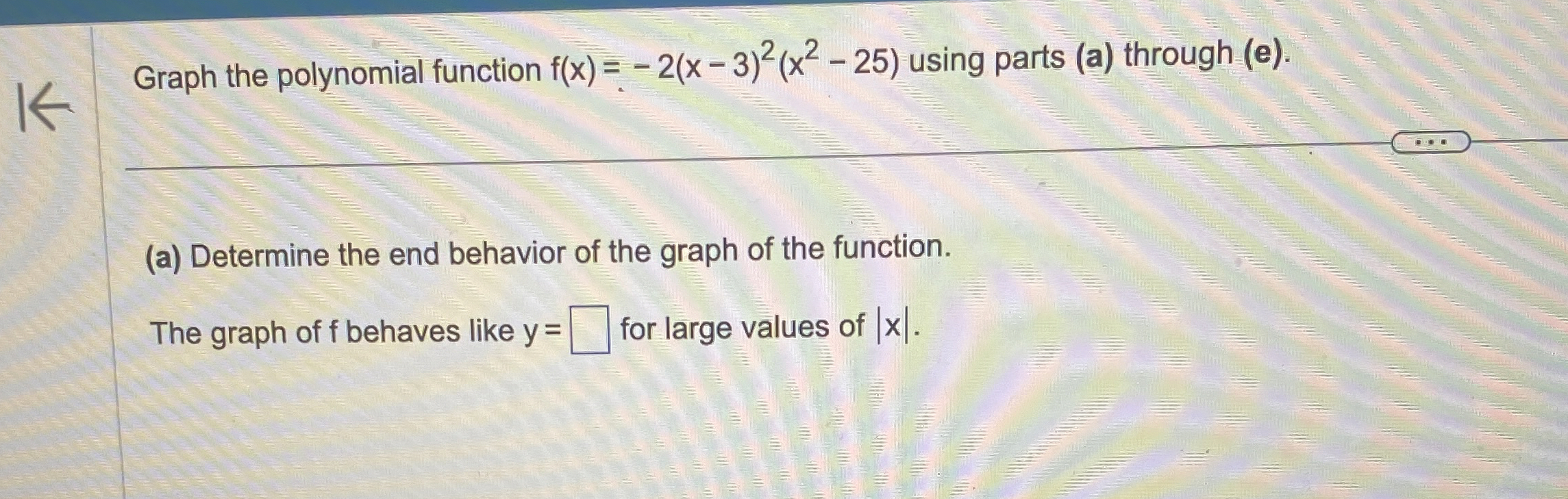 Solved Graph the polynomial function f(x)=-2(x-3)2(x2-25) | Chegg.com