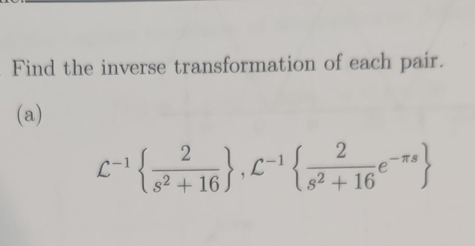 Solved Find the inverse transformation of each pair. (a) | Chegg.com