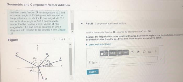 Solved Geometric and Component Vector Addition Four vectors | Chegg.com