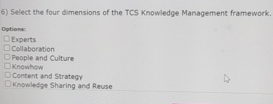 Solved Select the four dimensions of the TCS Knowledge | Chegg.com