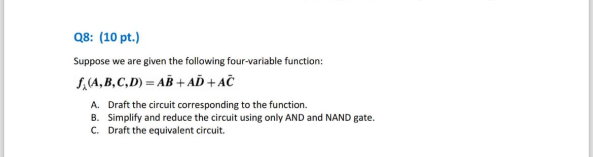 Solved Q8: (10 ﻿pt.)Suppose we are given the following | Chegg.com