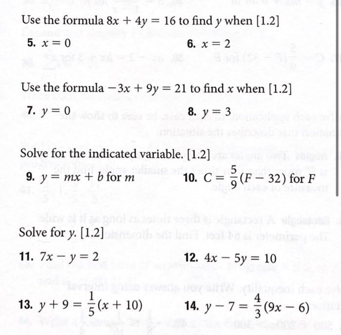 Solved Use the formula 8x + 4y = 16 to find y when (1.2] 5. | Chegg.com