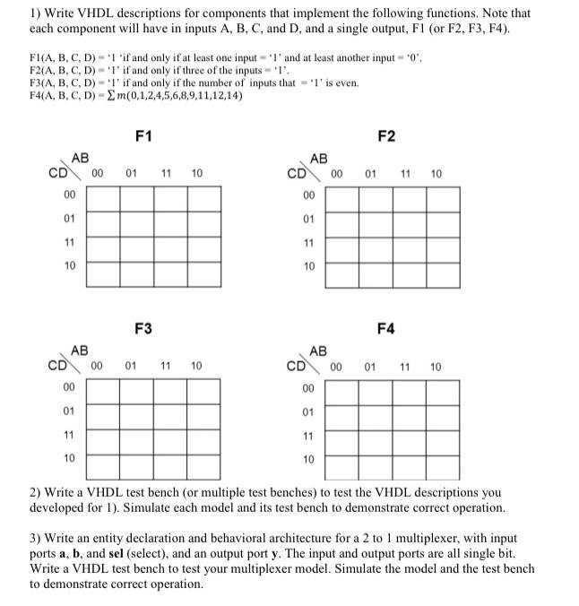 Solved 1) Write VHDL descriptions for components that | Chegg.com