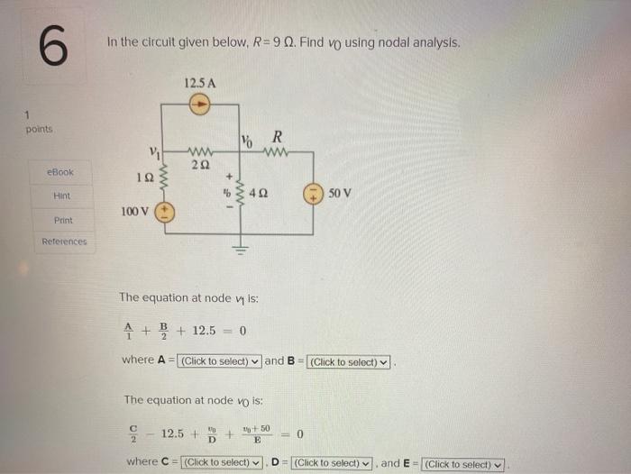 Solved 6 In the circuit given below, R=90. Find vo using | Chegg.com