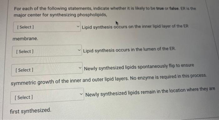 Solved For each of the following statements, indicate | Chegg.com
