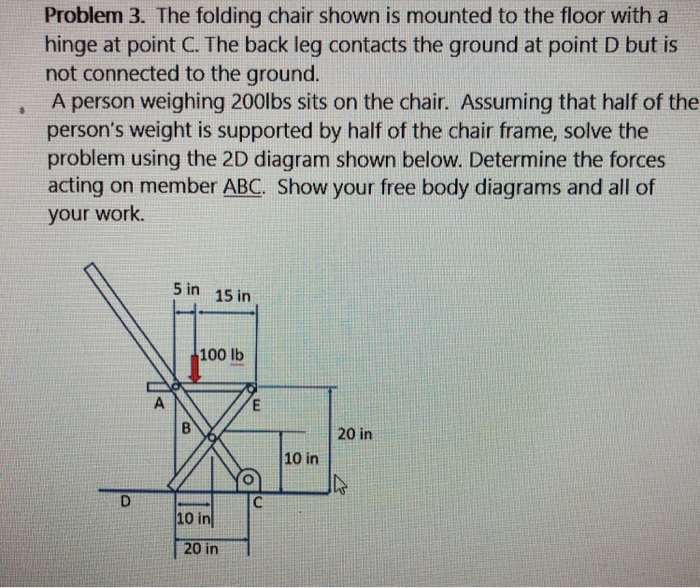 Solved Problem 3. The folding chair shown is mounted to the | Chegg.com