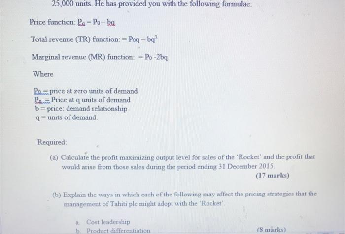 Solved Tahiti plc is a well-established manufacturer of | Chegg.com