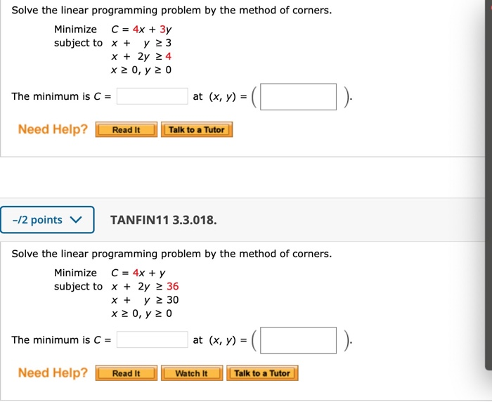 Solved Solve the linear programming problem by the method of | Chegg.com
