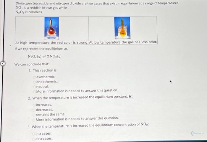 Solved Dinitrogen tetraoxide and nitrogen dioxide are two | Chegg.com