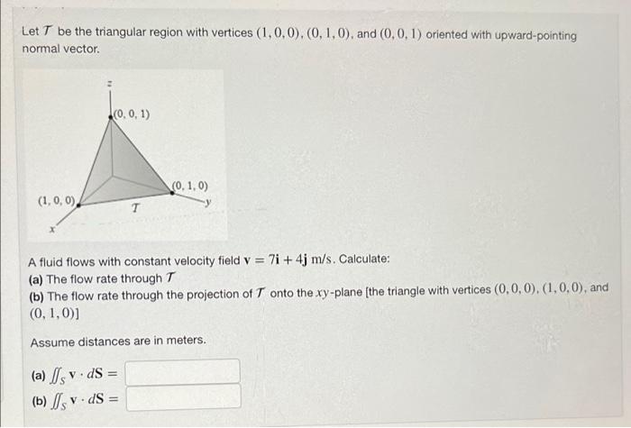 Solved Let T be the triangular region with vertices (1,0,0), | Chegg.com